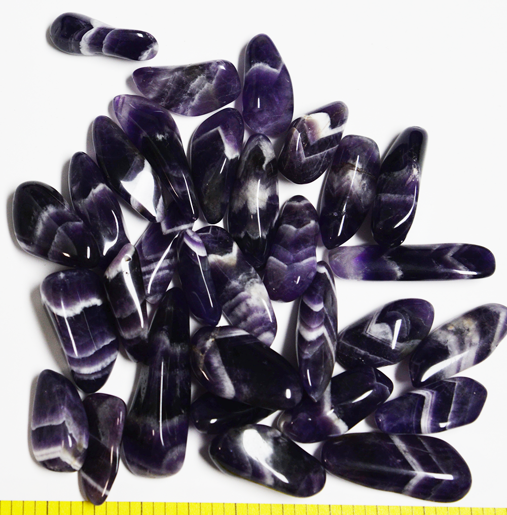 AMETHYST Dog Tooth (30 to 50 mm) 3/4-1 1/2" tumbled stones Chevron - 1/ ...