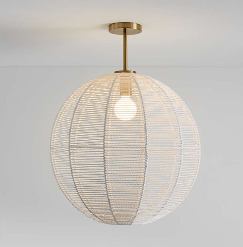 Crate & Barrel - Ivory Woven Rope Large Sphere 22" Flush Mount Ceiling ...
