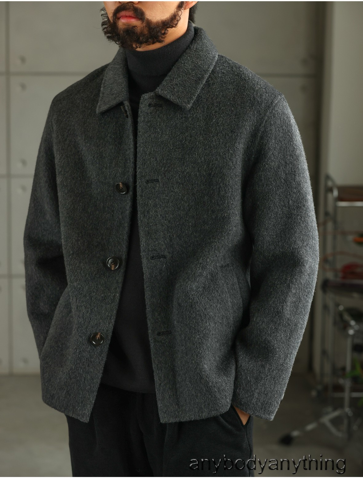 100% Wool Double-sided Wool Coat Men Short Jacket Autumn/winter Woolen ...