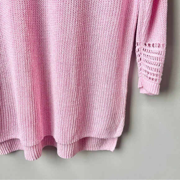 Lands' End Sweater Women's Medium Light Pink Linen Cotton Preppy ...