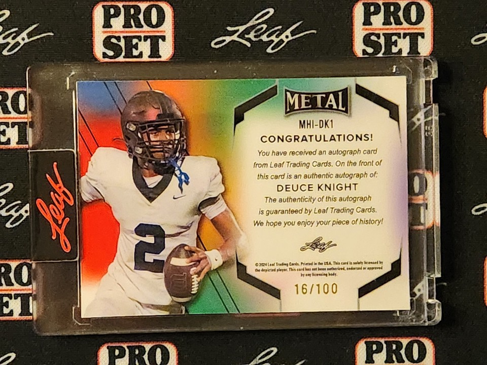 2024 Leaf Metal Deuce Knight On-Card Inscription Auto MHI-DK1 Blue 16/ ...