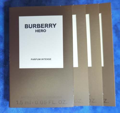 4 x Burberry Hero parfum intense spray samples .05 oz each mens cologne ...