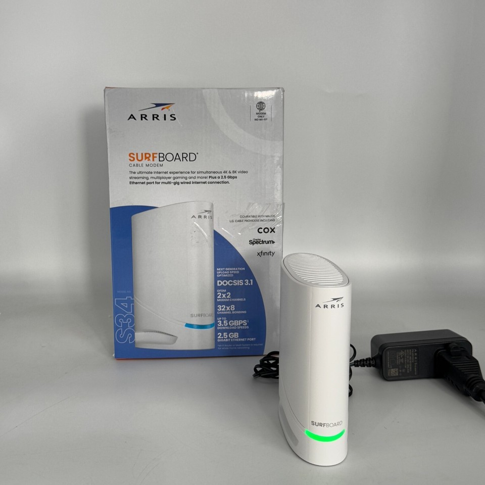 ARRIS Surfboard S34 DOCSIS 3.1 Multi-Gigabit CableModem - Read for ...