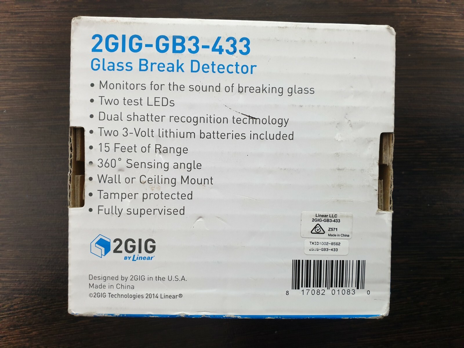 2GIG 2GIG-GB3-433 Wireless Glass Break Detector Encrypted for sale ...