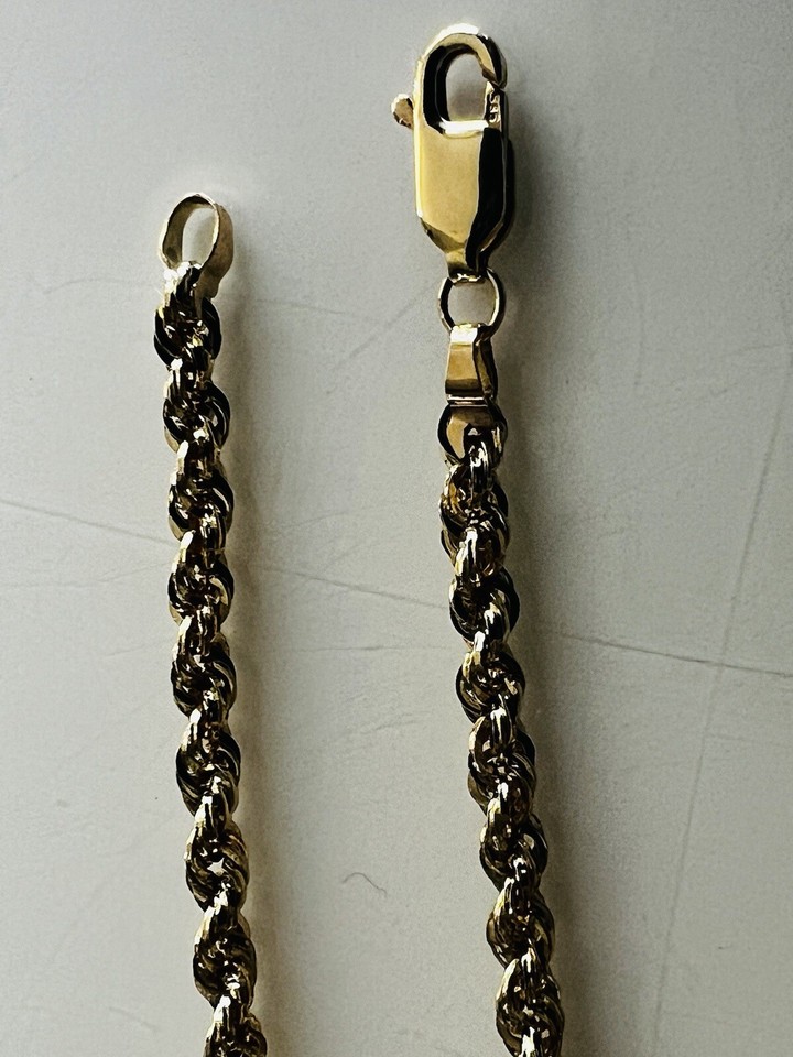 14K Solid Yellow Gold 2.9mm Rope Chain 24 inch...Nice | eBay