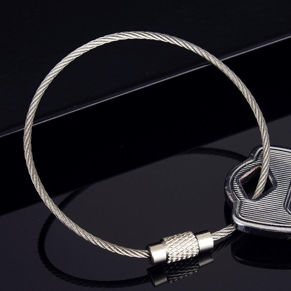 120pcs Heavy Duty Stainless Steel Wire Keychain Cable Key Ring Luggage ...