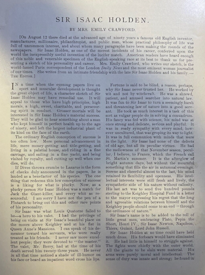 1897 Sir Isaac Holden English Inventor Manufacturer Millionaire | eBay
