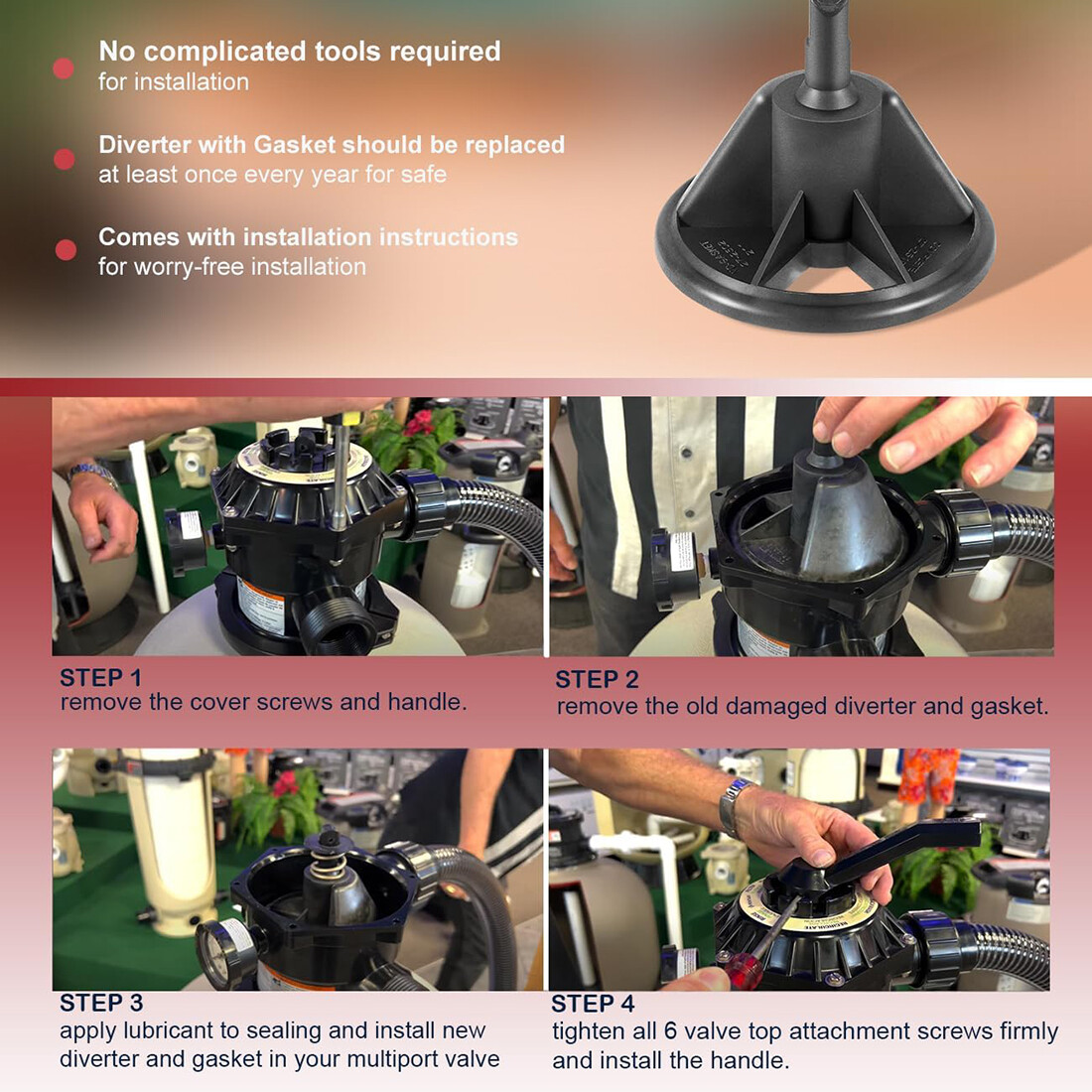 for Pentair Diverter Valve w/ Gasket 272512 262506 272526 261130 ...