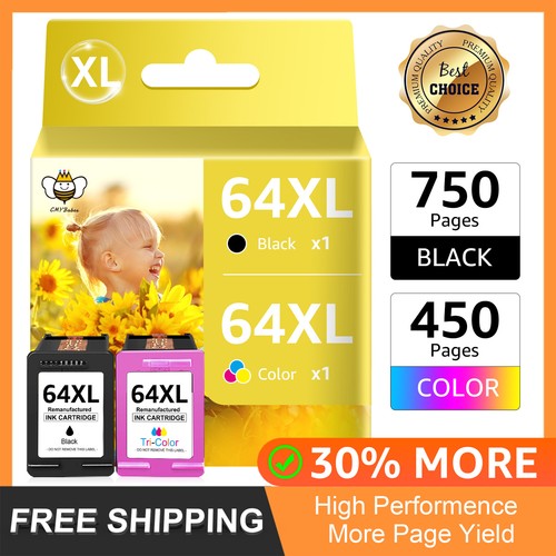 2 Pack 64XL Ink Cartridge for HP ENVY Photo 6220 6255 7858 7855 7155 ...