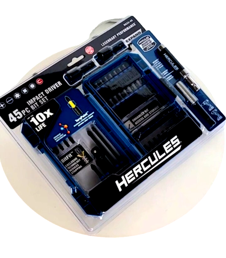 45 Pc Hercules Impact Driver Bit Set Magnetic Guide Drill Torque ...