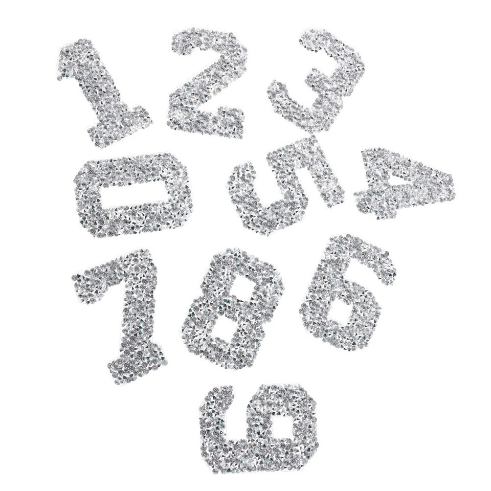 10PCS Rhinestone Number Applique: Fabric Number Sticker Patches Stick ...