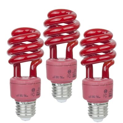 3Pack CFL Spiral Red Bulb, T3 Fluorescent Colored Spring, 13W(40W), E26 ...