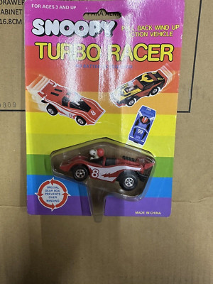 Vtg Snoopy Peanuts Snoopy Windup racer racing car nos MOC | eBay