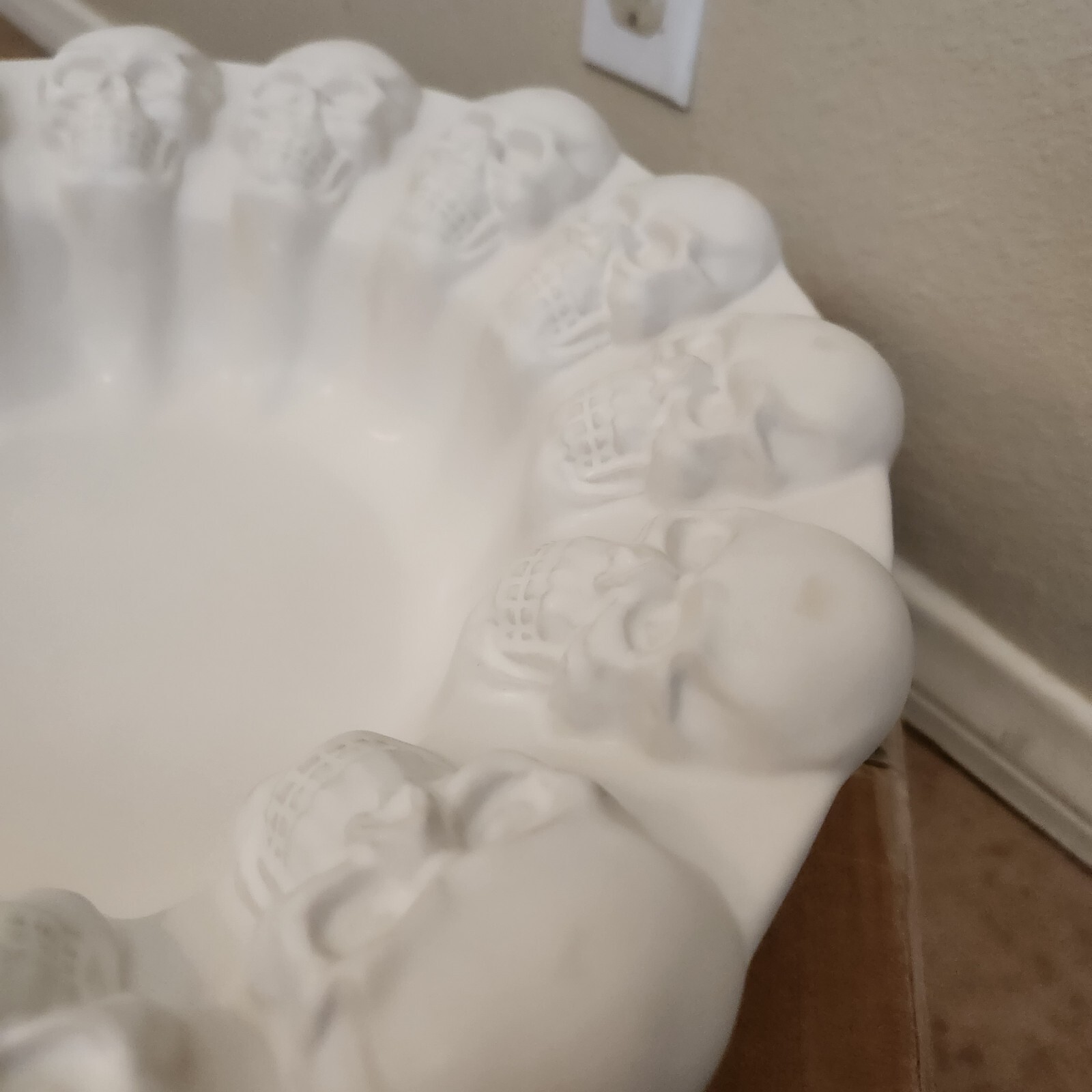 NEW Pottery Barn Skeleton Skull Stoneware Candy Bowl Dish Halloween ...