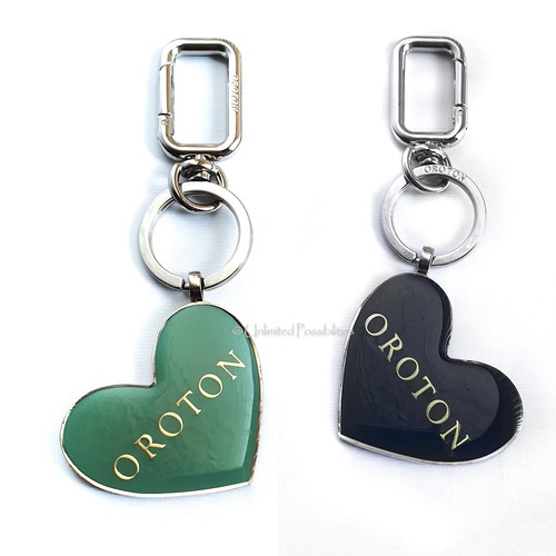 OROTON Two Tone Bag Charm FOB Key Holder Heart Shape Green Navy No Tags ...