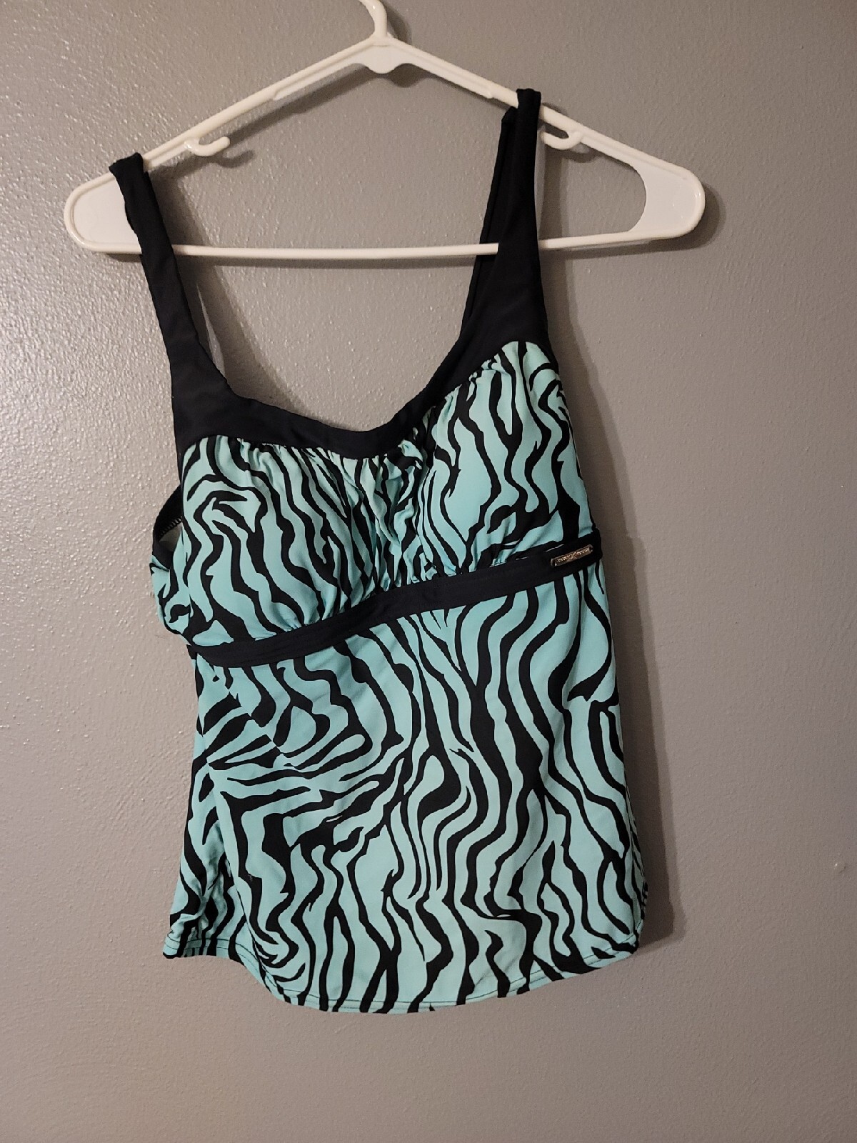 Zeroxposur Tankini Sea Green Zebra Print Swim Top Siz… - Gem