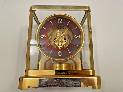 Jaeger Lecoultre 519 Atmos Clock WORKING Brown Dial Rare gold swiss ...