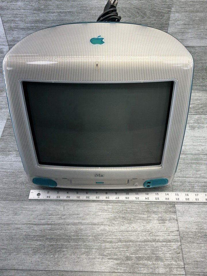VTG Apple iMac Computer G3 512K Cache 32 MB 24x CD ROM Bondi Blue Teal ...
