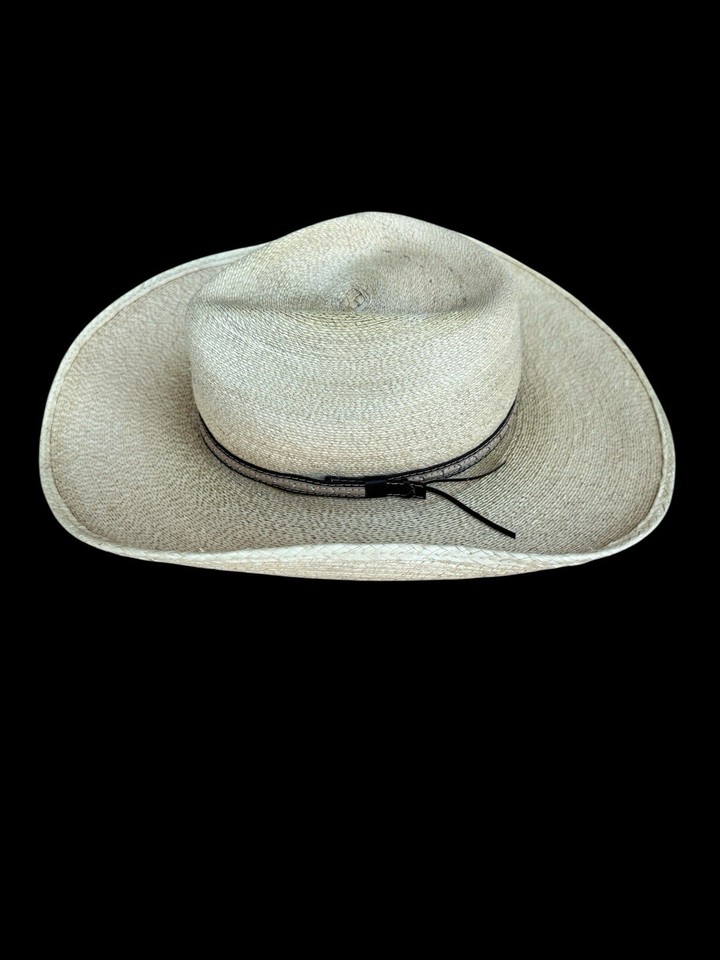 Stetson Sawmill Palm Leaf Straw Summer Cowboy Western Leather Band Hat ...