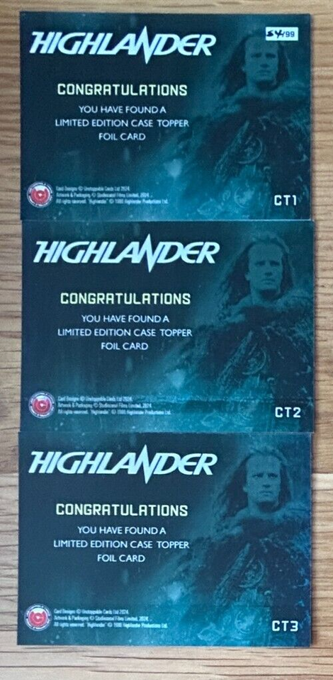 HIGHLANDER MOVIE EXPANSION SET: CHASE CARDS: CASE TOPPER SET CT1 - CT3 ...