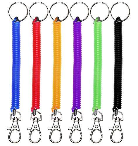 6Pcs Spiral Retractable Spring Coil Keychain Theftproof Anti-lost ...
