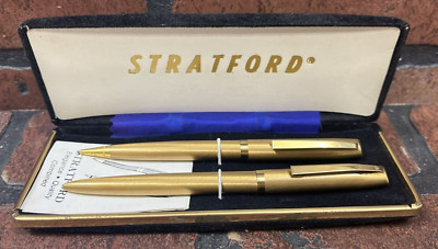 Vintage Stratford Gold Toned Pen & Mechanical Pencil Set in Original ...