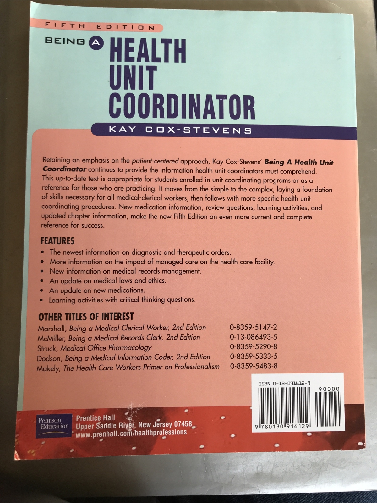 Being A Health Unit Coordinator: 5th Edition By Kay Cox Stevens, Like ...