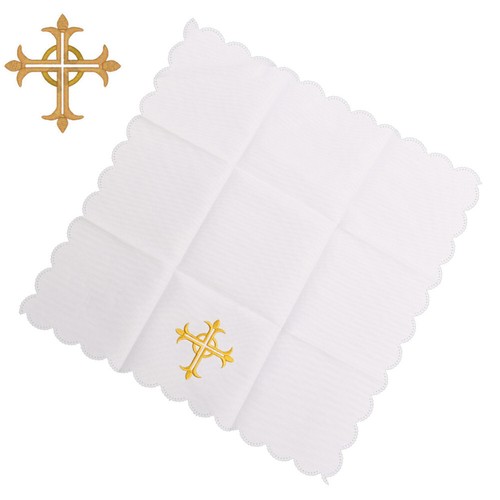 Liturgical Mass Corporal Church Square White Altar Cloth Golden Cross ...