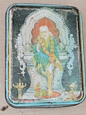 C1980 Vintage Tin Sweet box Religious Pictorial image SHREE SAINATH ...