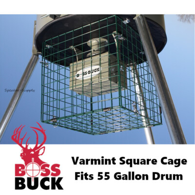 Boss Buck Varmint Racoon Square Cage Fits most 30 55 Gallon Drum Feeder ...