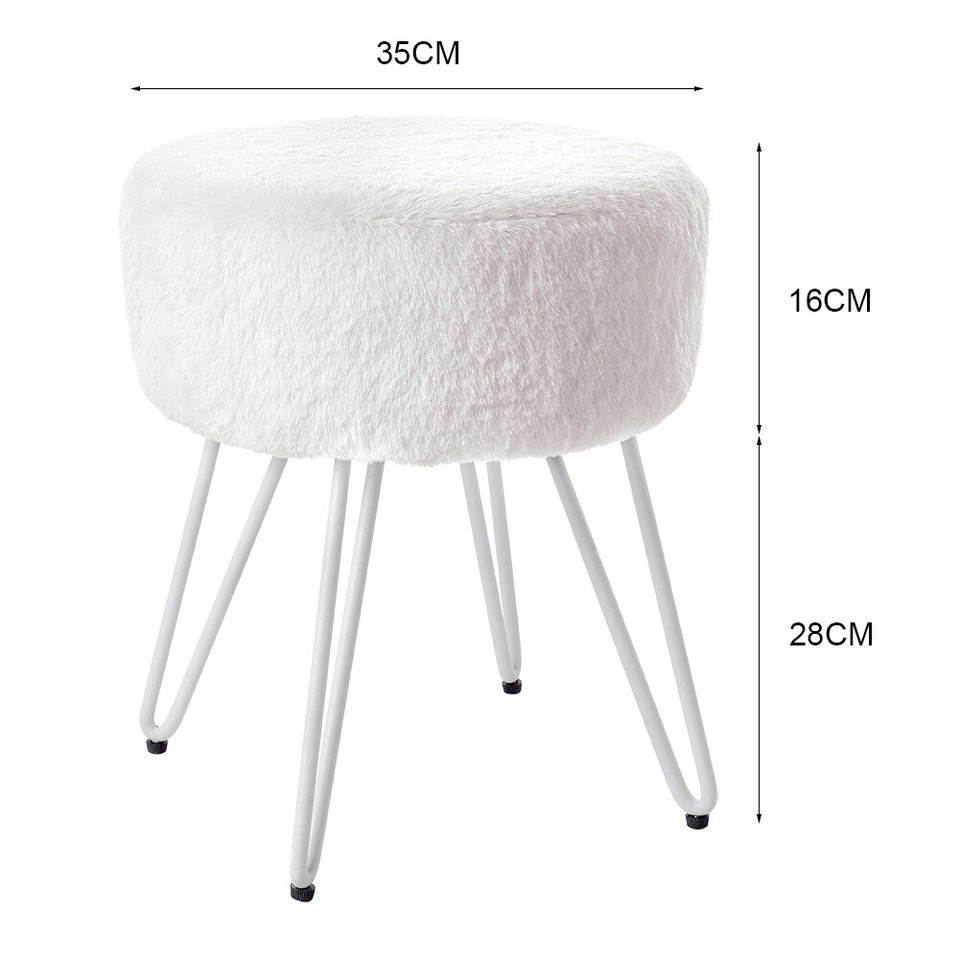 Round Dressing Table Stool Soft Fluffy/Velvet Piano Chair Makeup Seat ...