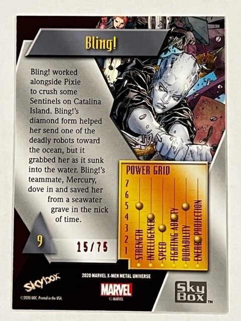 2020 2021 Marvel X-MEN Metal Universe PINK PMG #009 #9 BLING! #15/75😍💕 ...