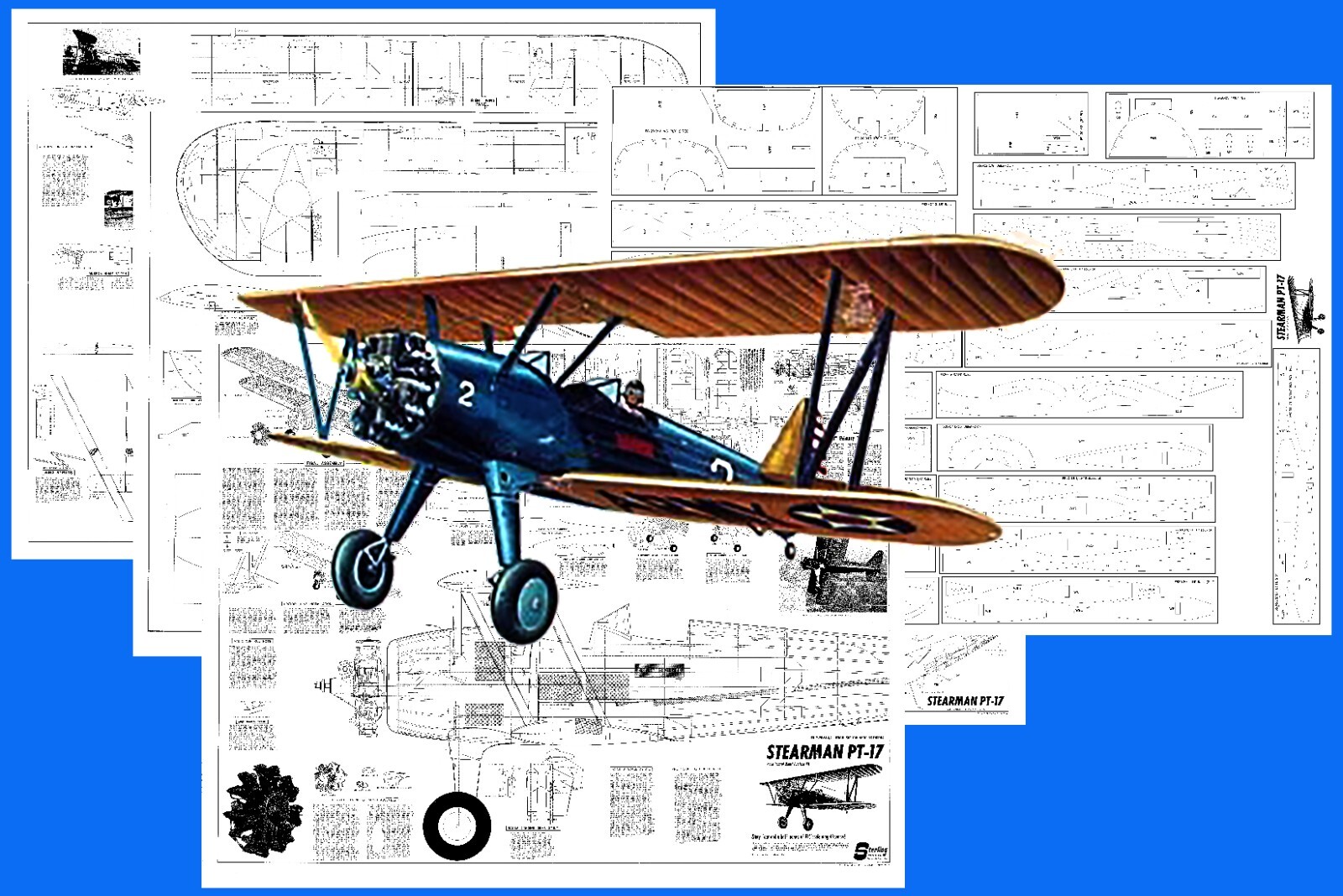 Sterling Model Airplane Plans (RC): Stearman PT-17 65" 1/6 Scale for ...
