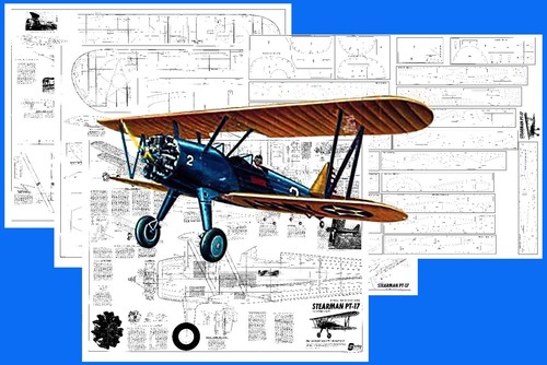 Sterling Model Airplane Plans (RC): Stearman PT-17 65" 1/6 Scale for ...