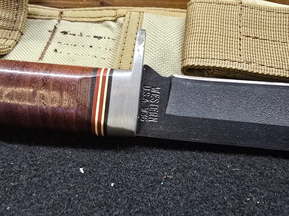 Western USA W36 Vintage Fixed Blade Hunting Knife With Sheath Black ...