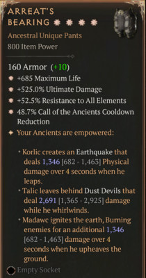 💥DIABLO 4💥SEASON 9💥Barbarian Best in Slot Pants💥Arreat's Bearing 4 GA ...