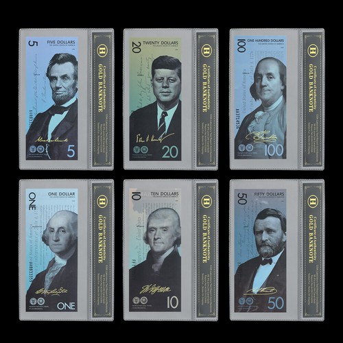 US Famous Peoples 1 5 10 20 50 100 Uncurrency Paper Banknotes 6pcs/set ...