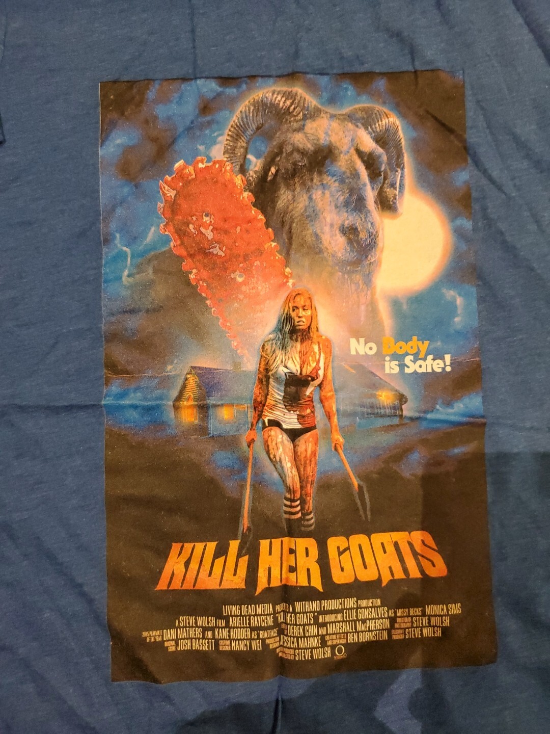 Kill Her Goats Tee Shirt Blue Size Men's Small S Horror Kane Hodder | eBay