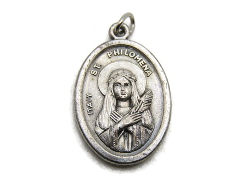 St. Philomena Pray For Us Necklace Charm Silver Tone | eBay