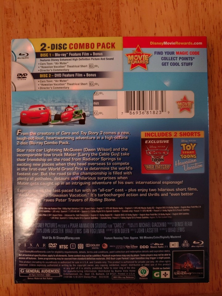 Cars 2 (Blu-ray/DVD, 2011, 2-Disc Set) Disney 786936818239| eBay