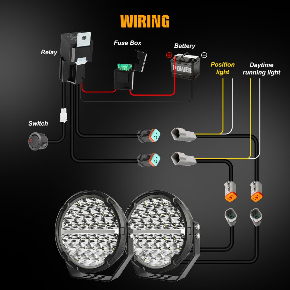 7/9 inch ROUND LED SPOT Driving Lights Off Road Spotlights Foglight ...