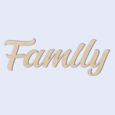 Family Word Cursive Cutout Laser Cut Wooden Craft Blank Family Tree ...