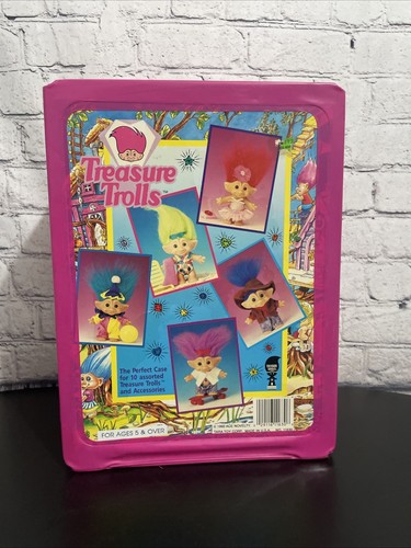1992 Treasure Trolls Pink Carrying Case Vintage Ace Novelty Storage Box ...