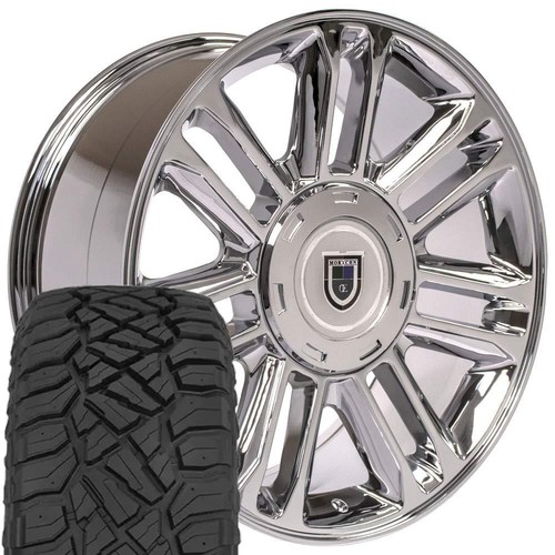 22x9 Chrome 5358 OE Wheels LLC Rims & 285/45R22 RT Tires Set 6X139.7 ...