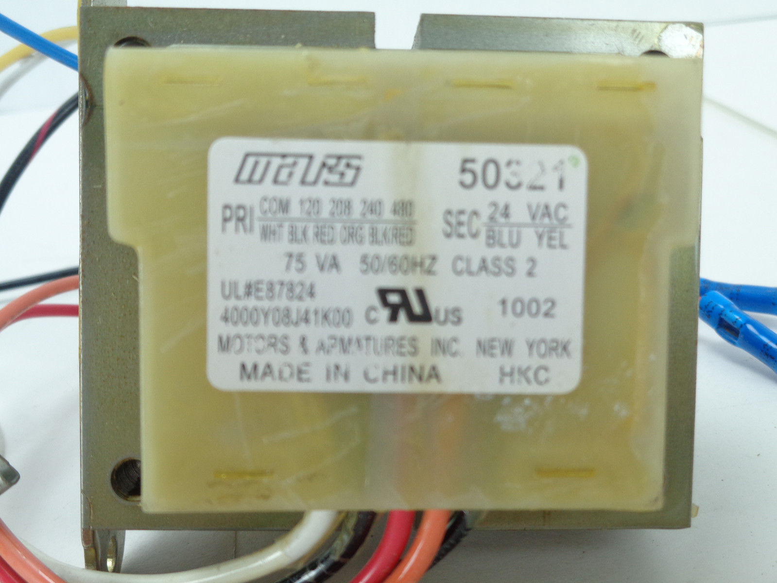 Mars Transformer 50321 E87824 75VA 50/60Hz Class 2 4000Y08J41K00 1002 T ...