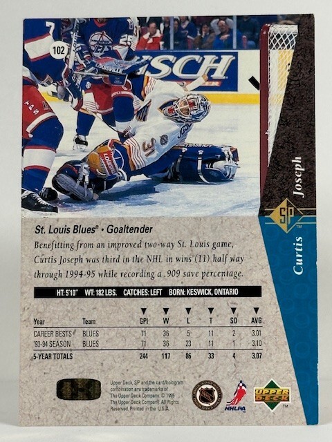Curtis Joseph St. Louis Blues Autographed 1994-95 Upper Deck SP #102 | eBay