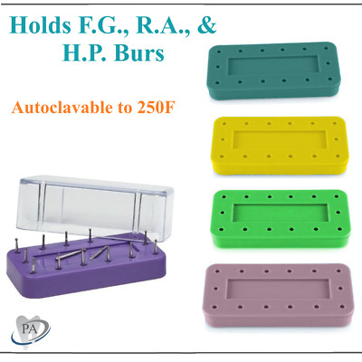 Magnetic RECTANGULAR Dental Lab Bur Block Holder Station Holds 14 Burs ...