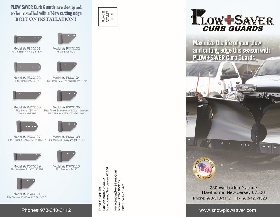Snow Plow Curb Guards Set #102 Edge Saver Protector Fits Fisher HD ...