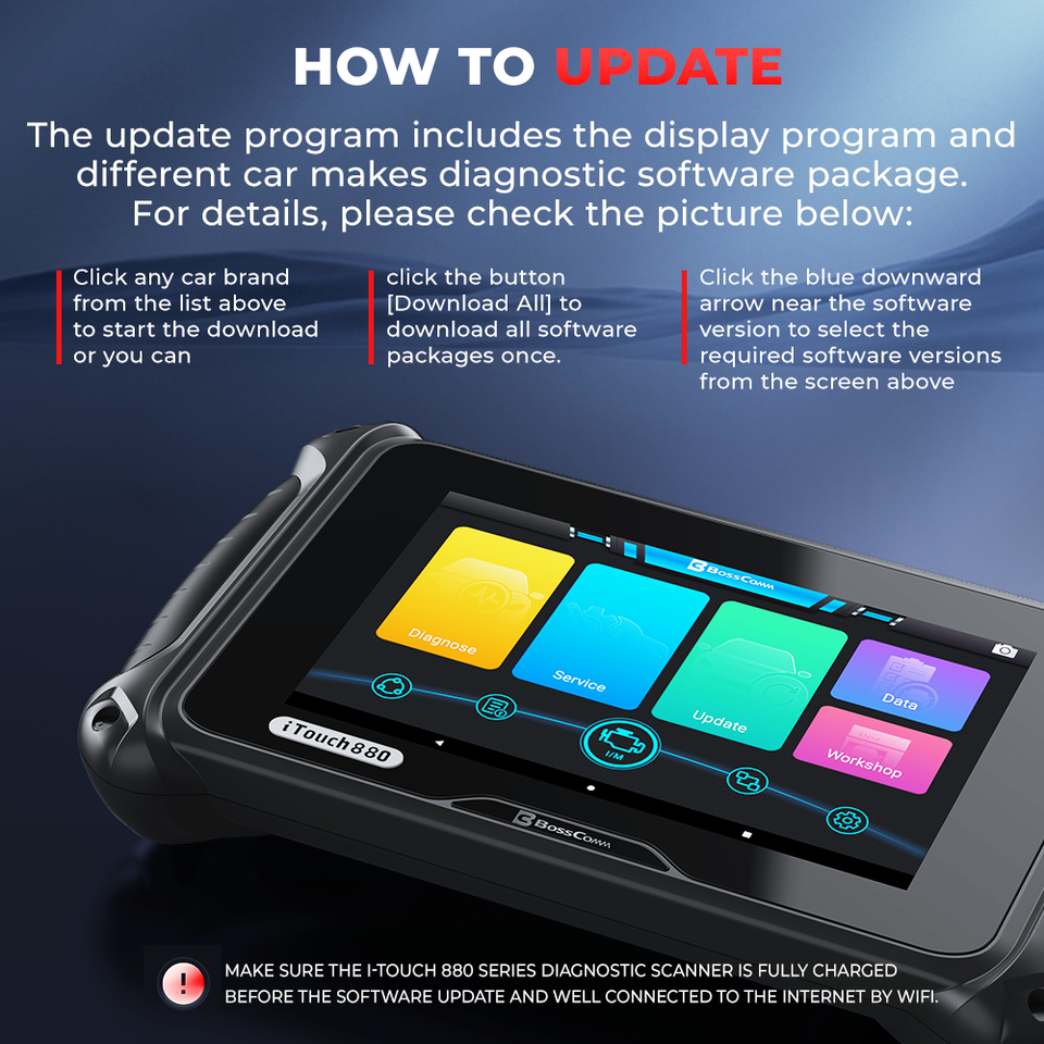 iTouch 880 8" LCD Screen OBD2 Diagnostic Scanner Full Software Free ABS ...