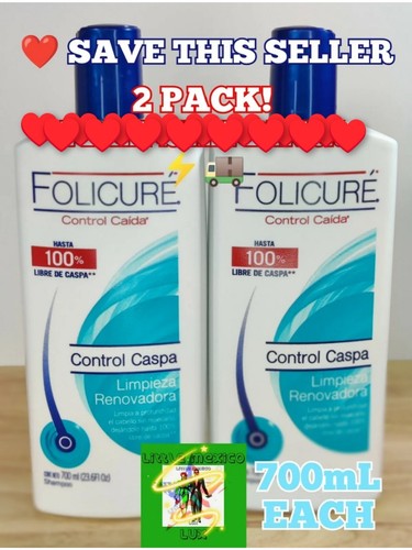 2 Pck FOLICURE SHAMPOO 💯%LIBRE D CASPA(DANDRUFF🆓)🌟700ml-TAMAÑO GRANDE ...